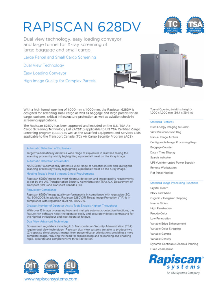 24 Rapiscan 628DV Datasheet | PDF | X Ray | Transportation Security ...