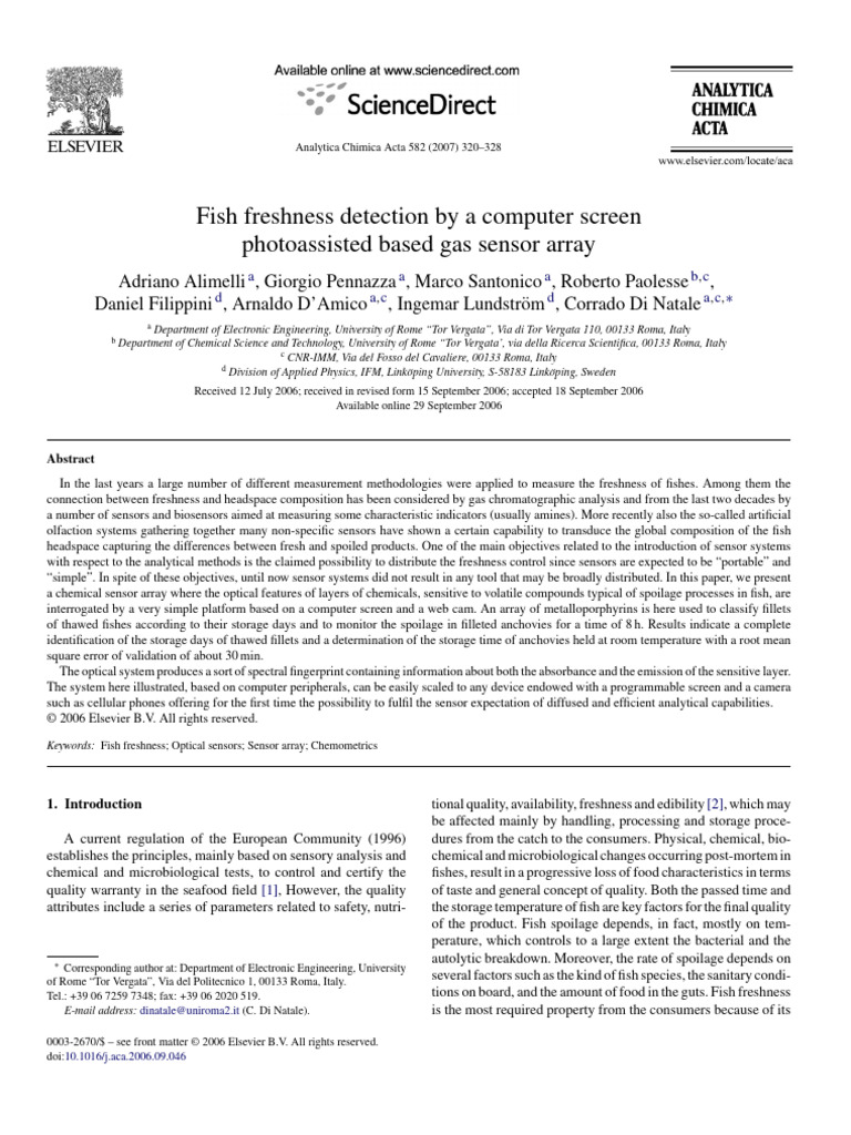 Fish Freshness Detection via Optical Sensors | PDF | Principal ...