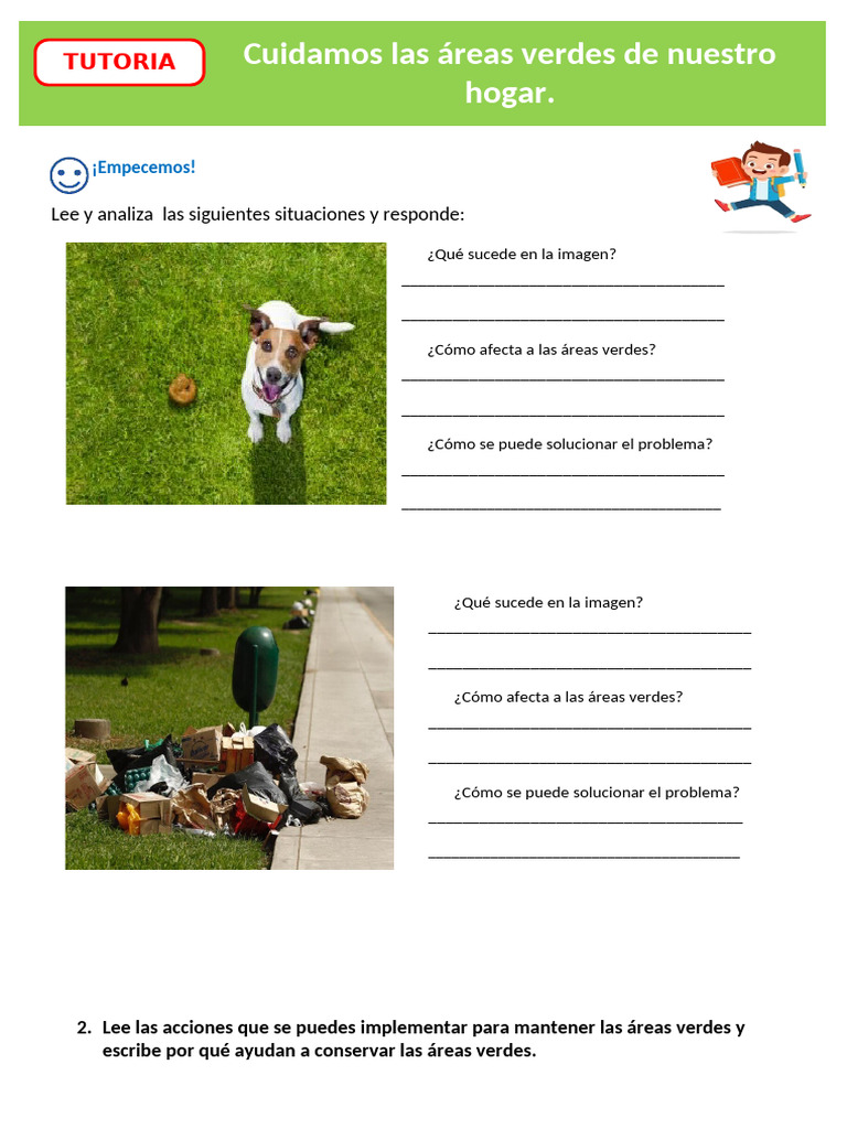 D1 A3 FICHA TUT. Cuidamos Las Áreas Verdes de Nuestro Hogar. | PDF | Aprendizaje | Cognición