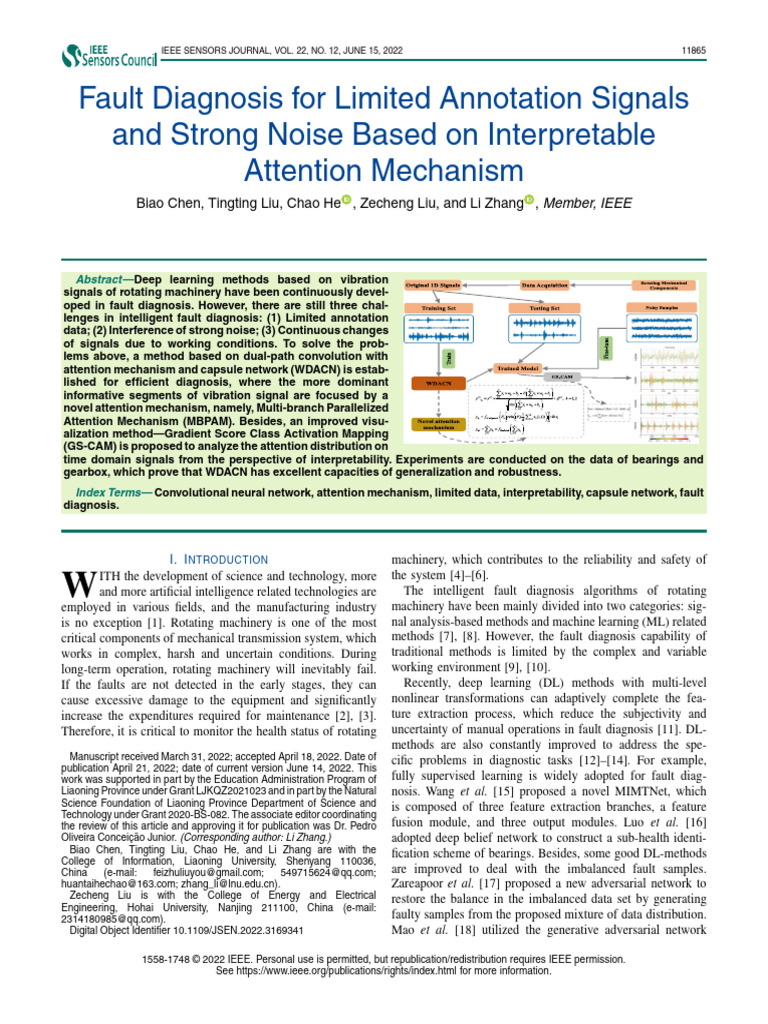 Fault Diagnosis For Limited Annotation Signals and Strong Noise Based On Interpretable Attention ...