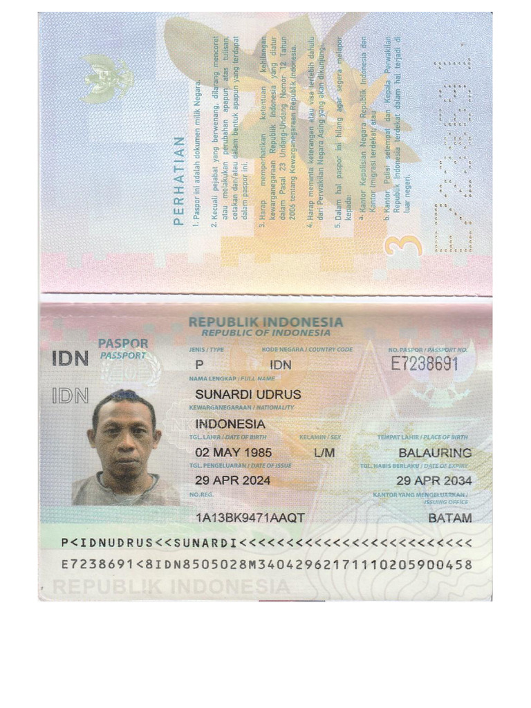 Paspor Sunardi Udrus | PDF