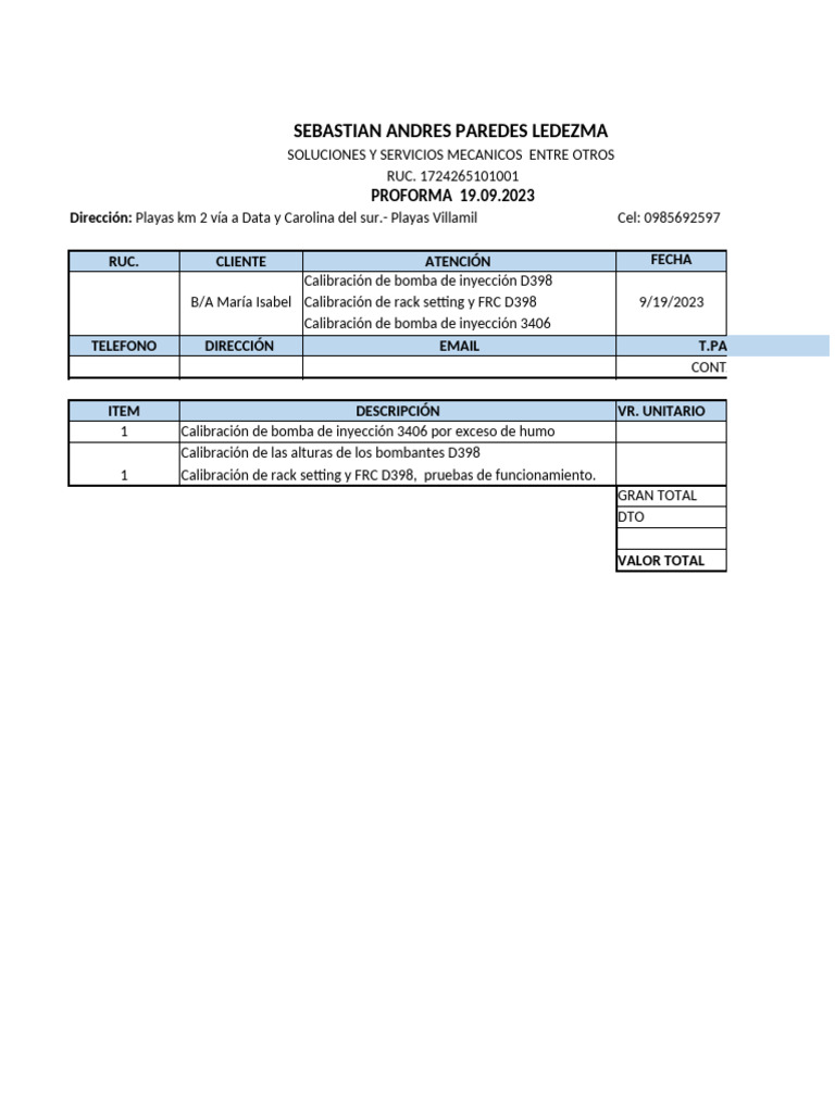 Copia de Proforma Overhaul 3508 Albacora 9 | PDF