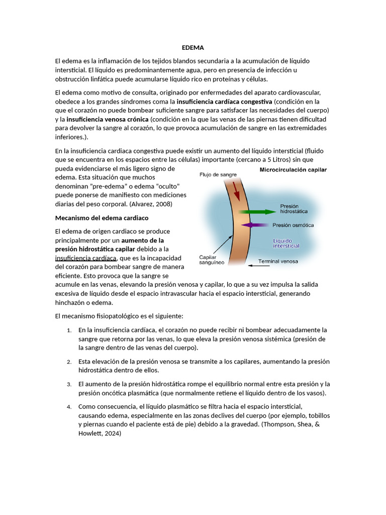 Mecanismos del edema cardiaco | PDF | Edema | Especialidades Medicas