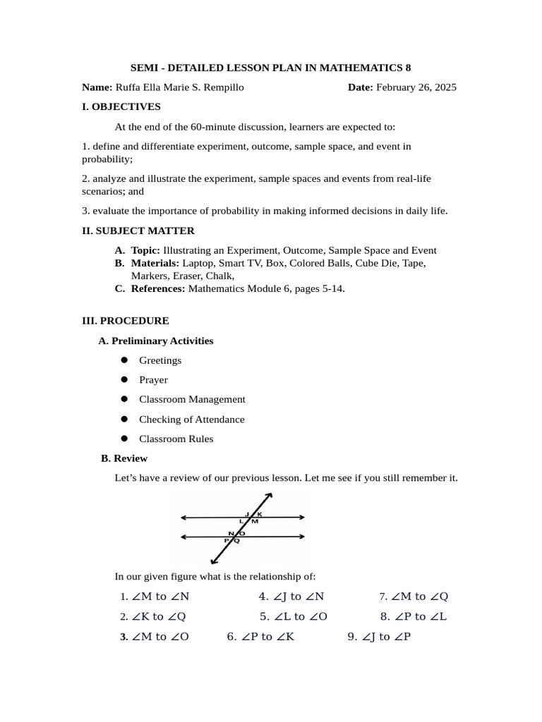Probability Concepts Lesson Plan | PDF