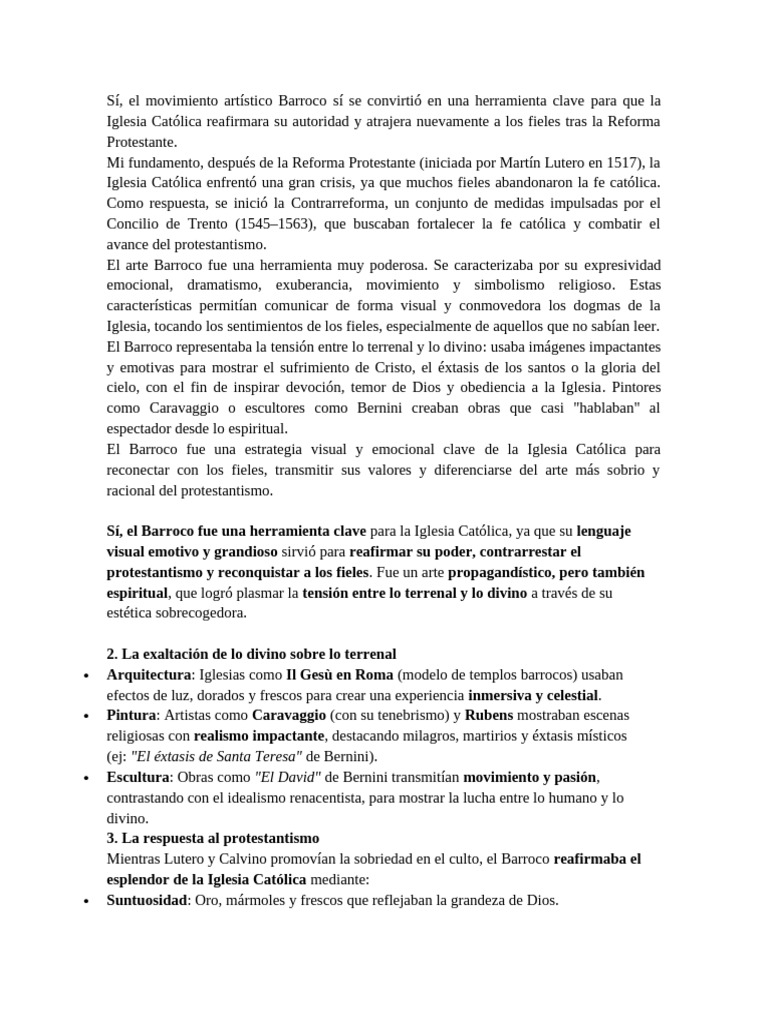 El Barroco: Arte y Contrarreforma Católica | PDF | Barroco | protestantismo