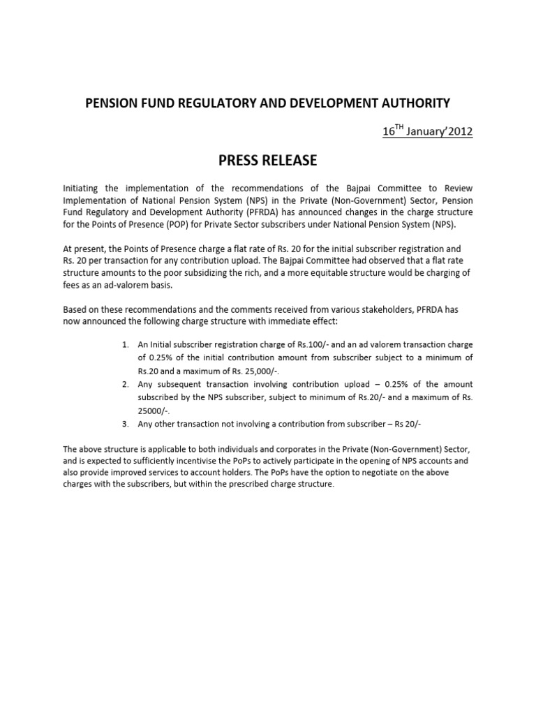 Revision of POP Charges | PDF