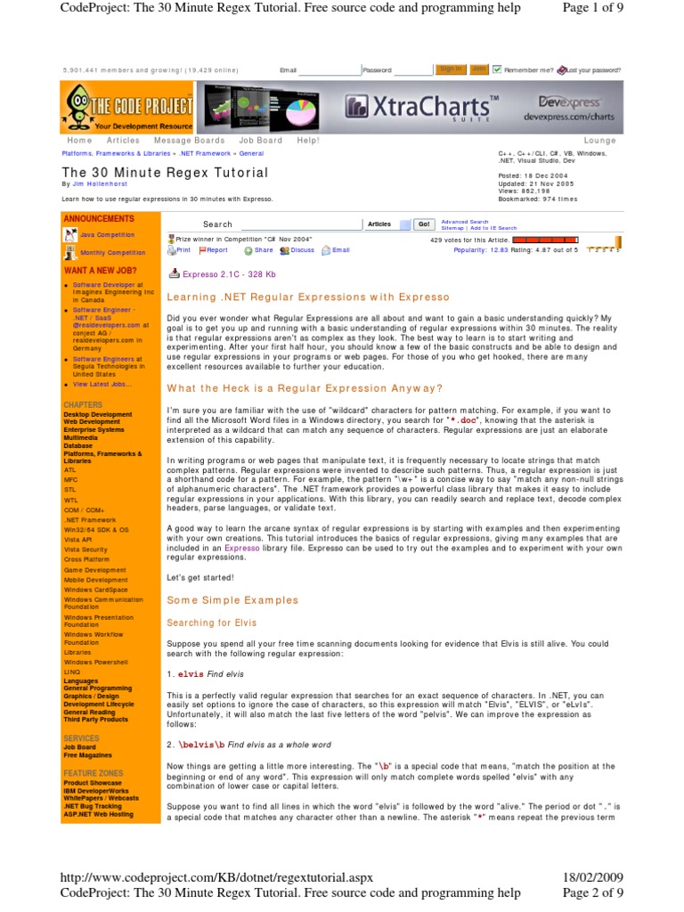 The 30 Minutes Regex Tutorial | PDF | Regular Expression | String ...