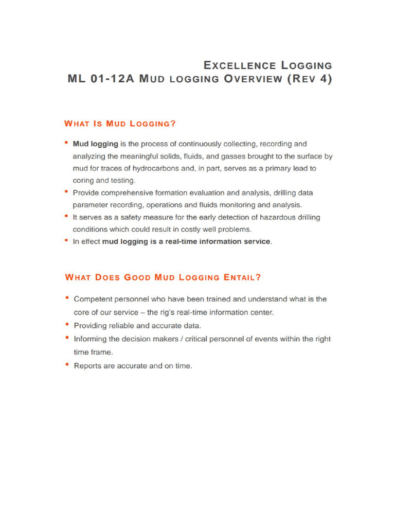 Introduction To Mud Logging | PDF