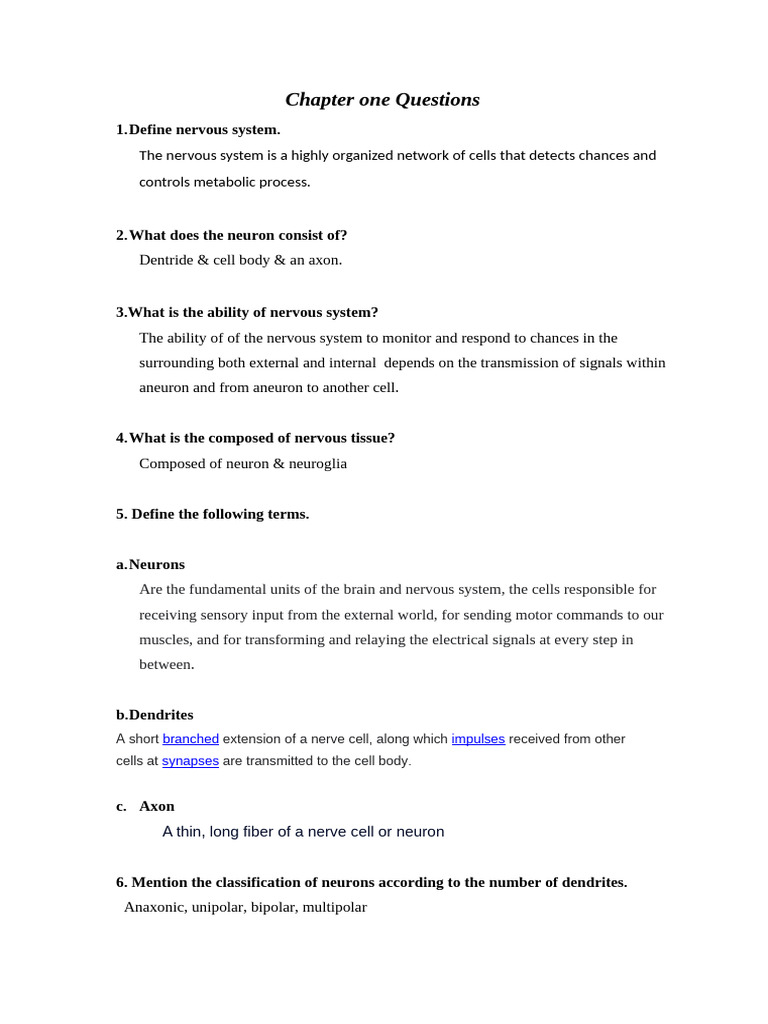 Chapter One Questions | PDF