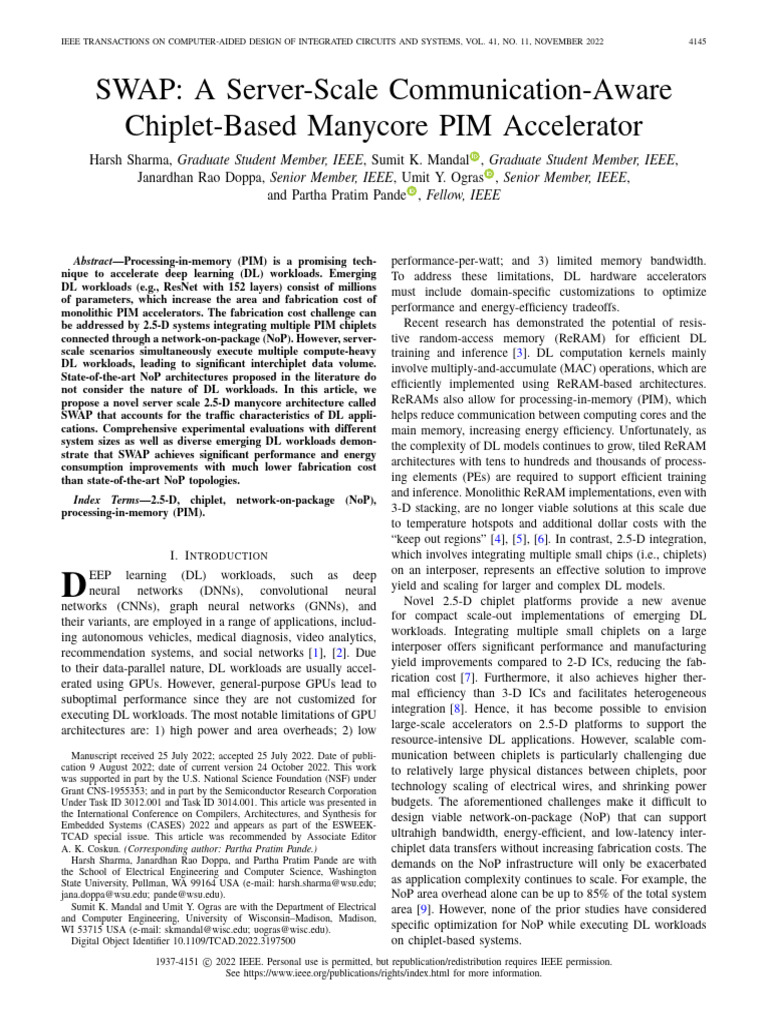 SWAP A Server-Scale Communication-Aware Chiplet-Based Manycore PIM ...