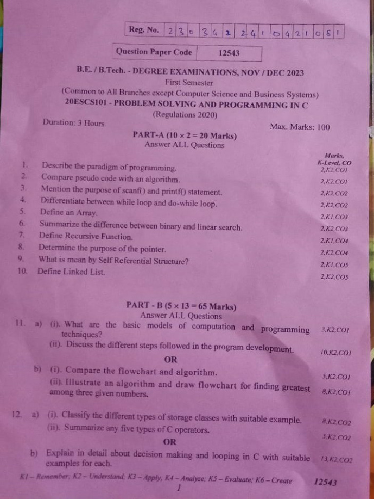 Question Paper | PDF