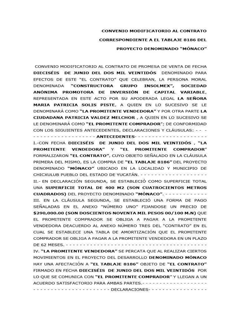 Convenio Modificatorio | PDF