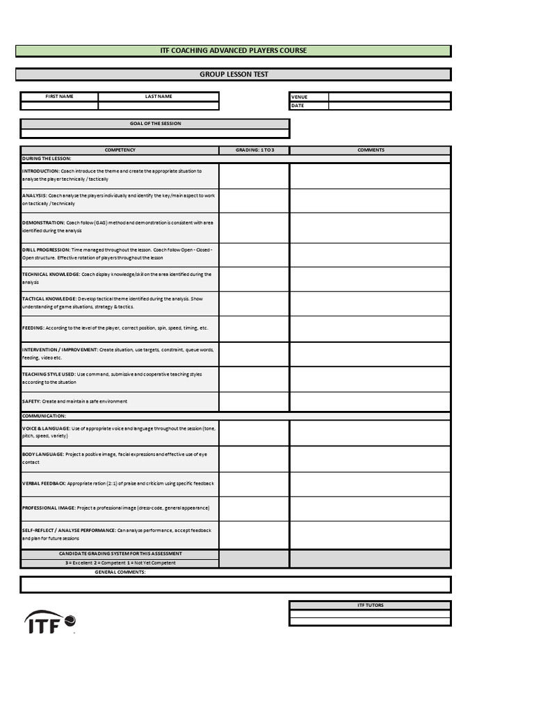 CAP Assessment Sheet Group Lesson | PDF | Behavior Modification | Communication
