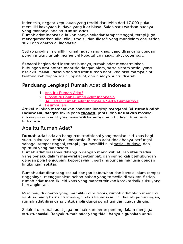 Pengertian dan Filosofi Rumah Adat | PDF