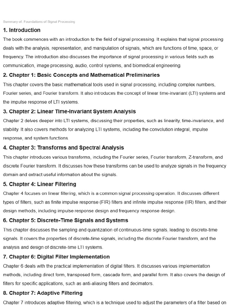 Foundations of Signal Processing | PDF