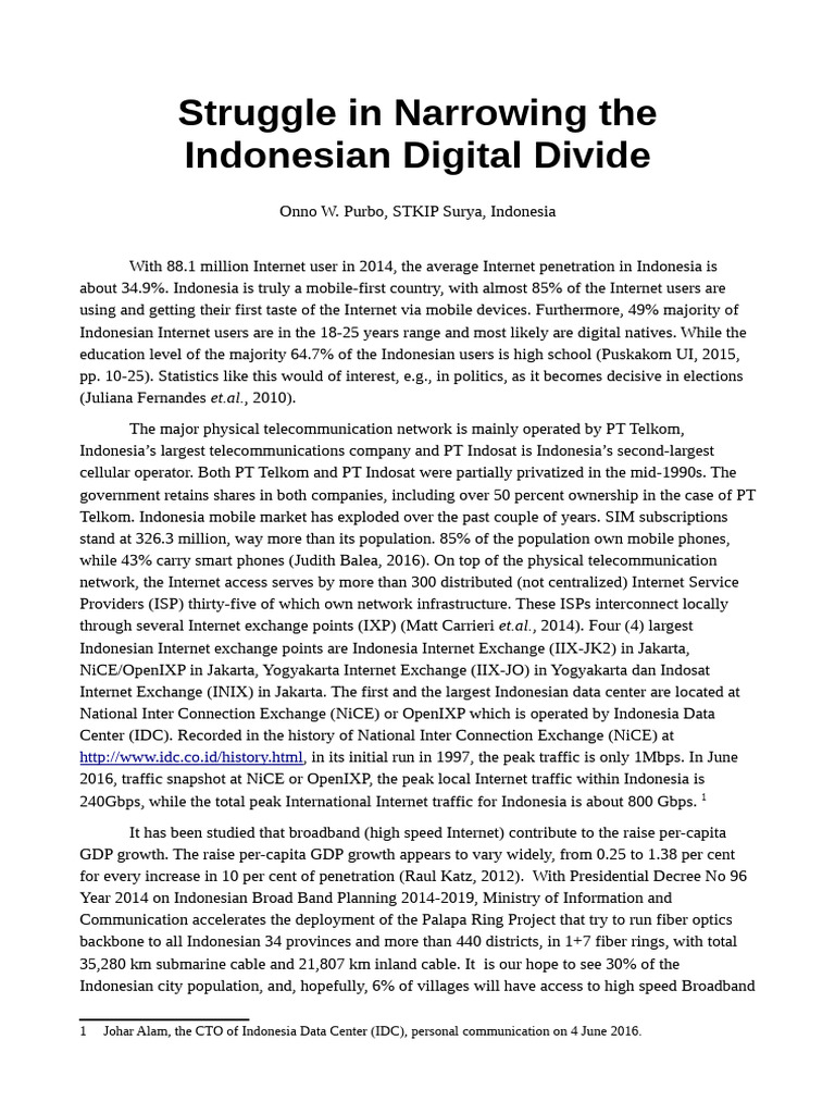 OWP 20160606 Struggle in Narrowing Indonesian Digital Divide | PDF ...