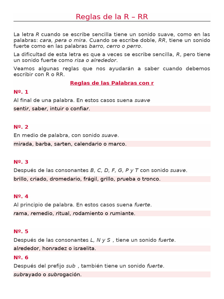 Reglas de La R | PDF