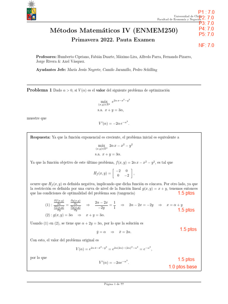 Pauta Examen P2022 | PDF | Optimización Matemática | Relación de recurrencia