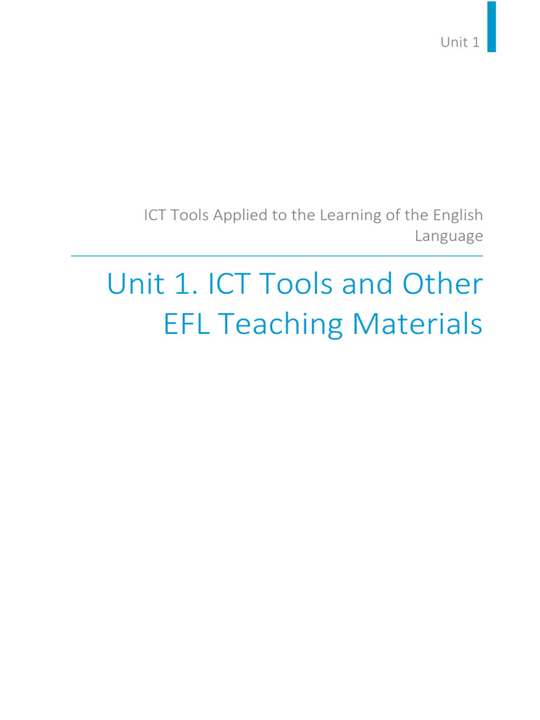 Unit 1. ICT Tools and Other EFL Teaching Materials | PDF | Educational Technology | Curriculum