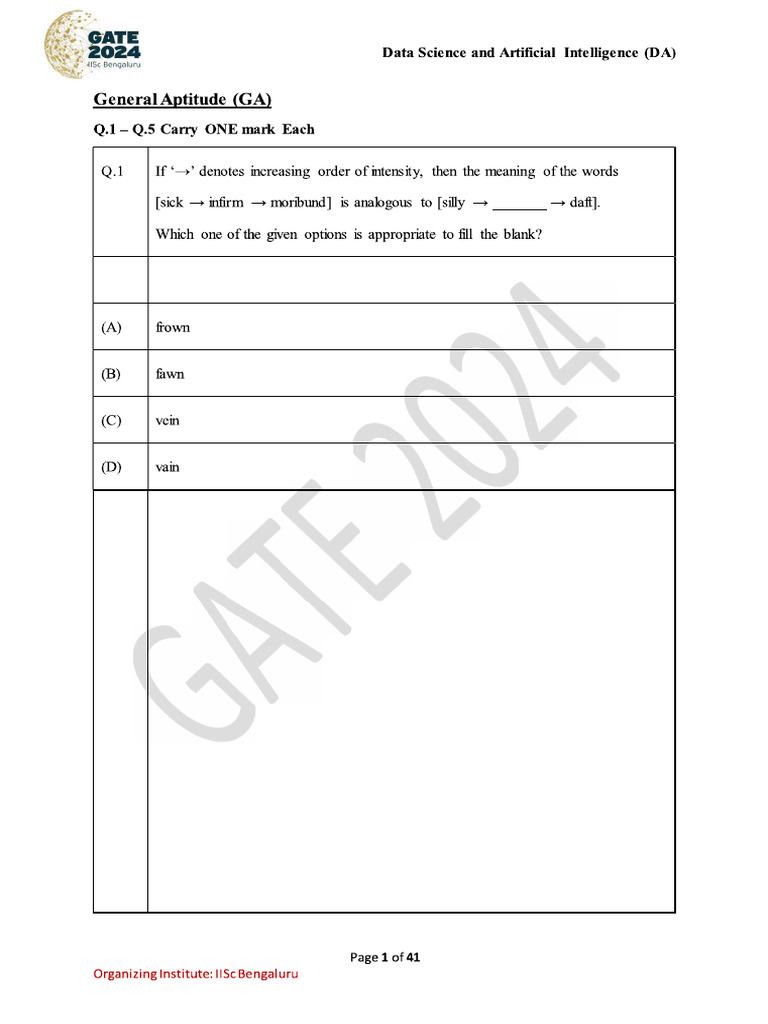 Gate Pyq Paper of Da | PDF