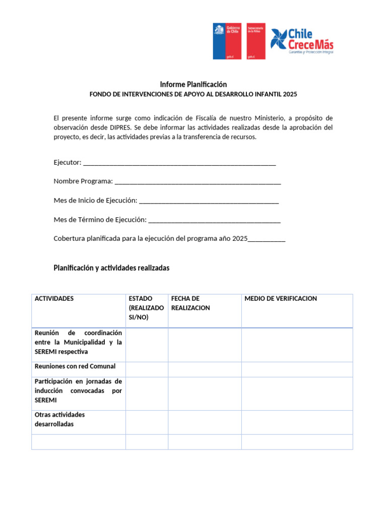 Informe de Planificacion Fiadi 2025 | PDF