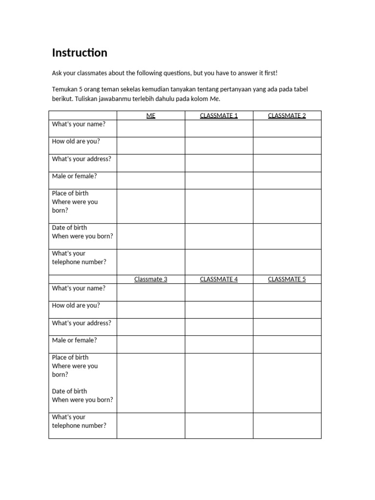 Personal Information Icebreakers Role Plays Drama and Improvisation Act ...