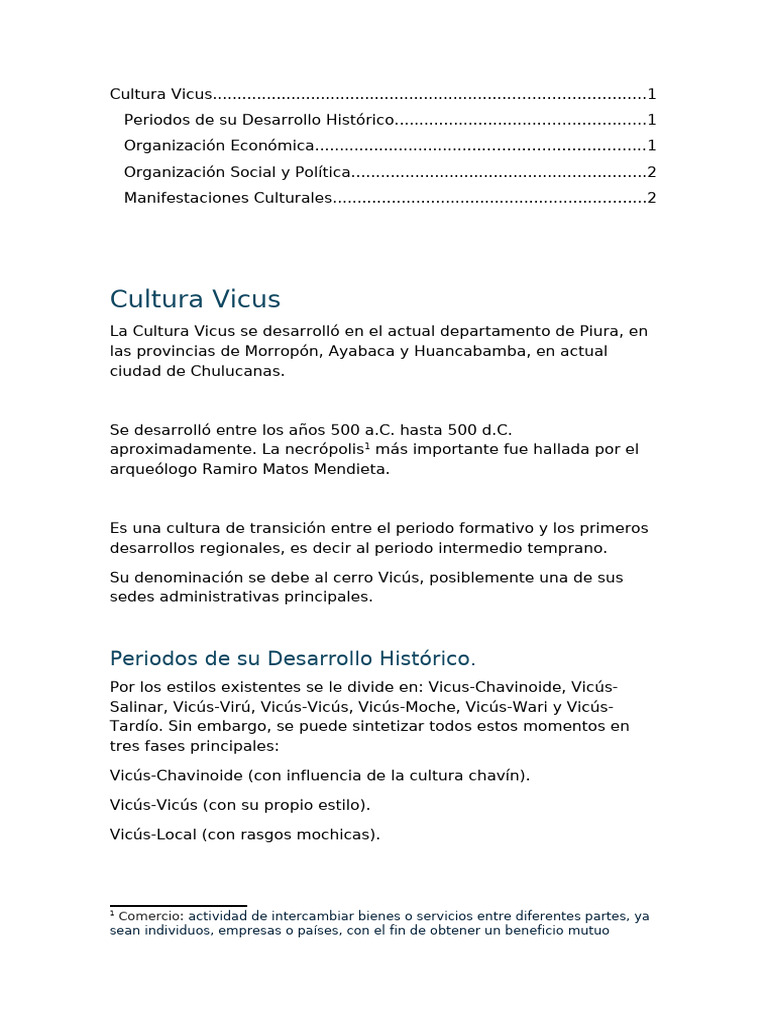 Cultura Vicus: Desarrollo y Manifestaciones | PDF