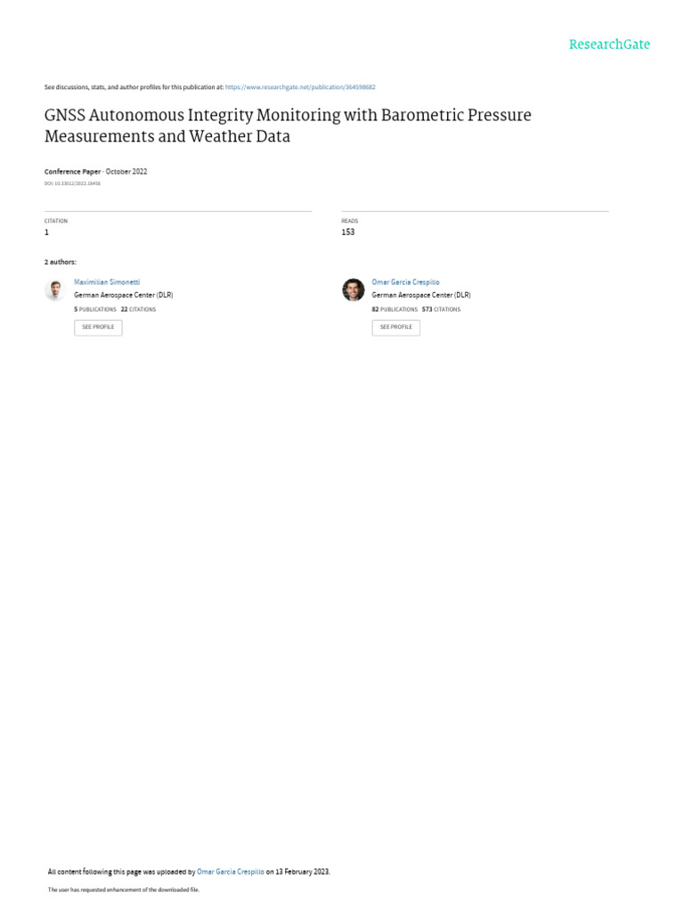 GNSS Autonomous Integrity Monitoring With Barometr | PDF | Sea Level | Altitude