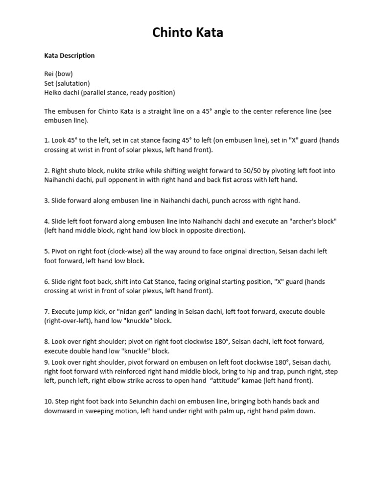 Chinto Kata | PDF
