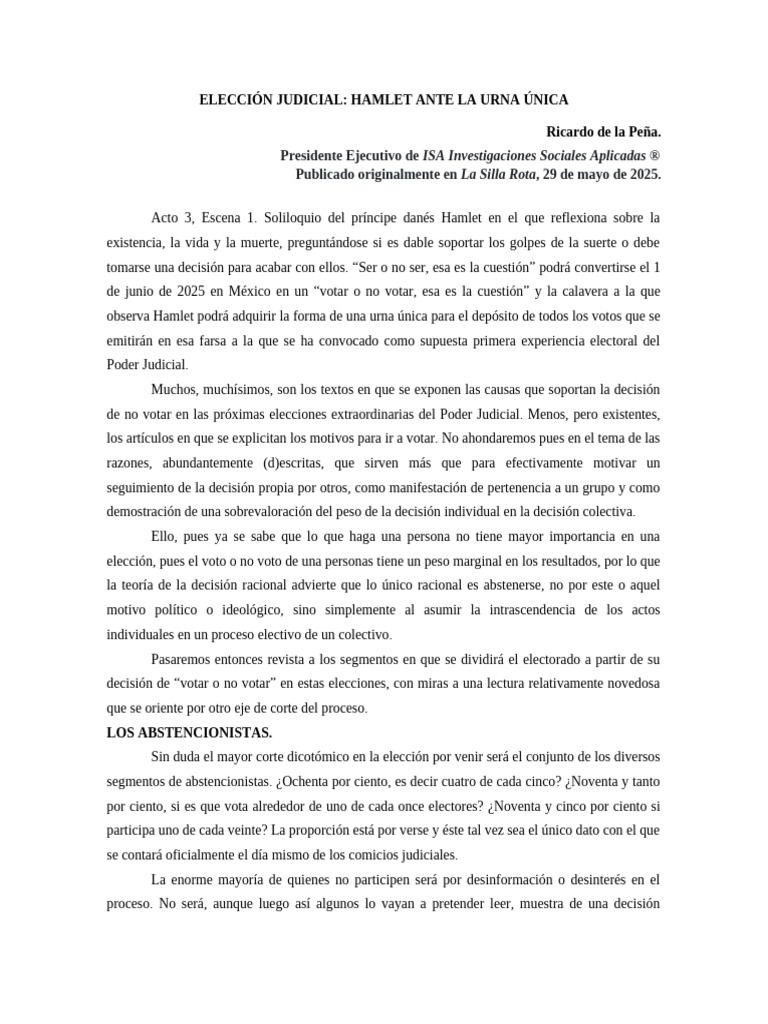Hamlet y la Abstención Electoral en México | PDF | Votación | Aldea