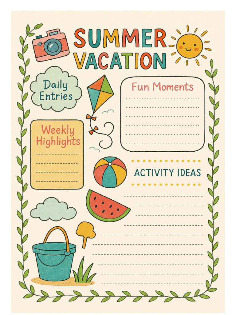 Summer Vacation Diary Page | PDF