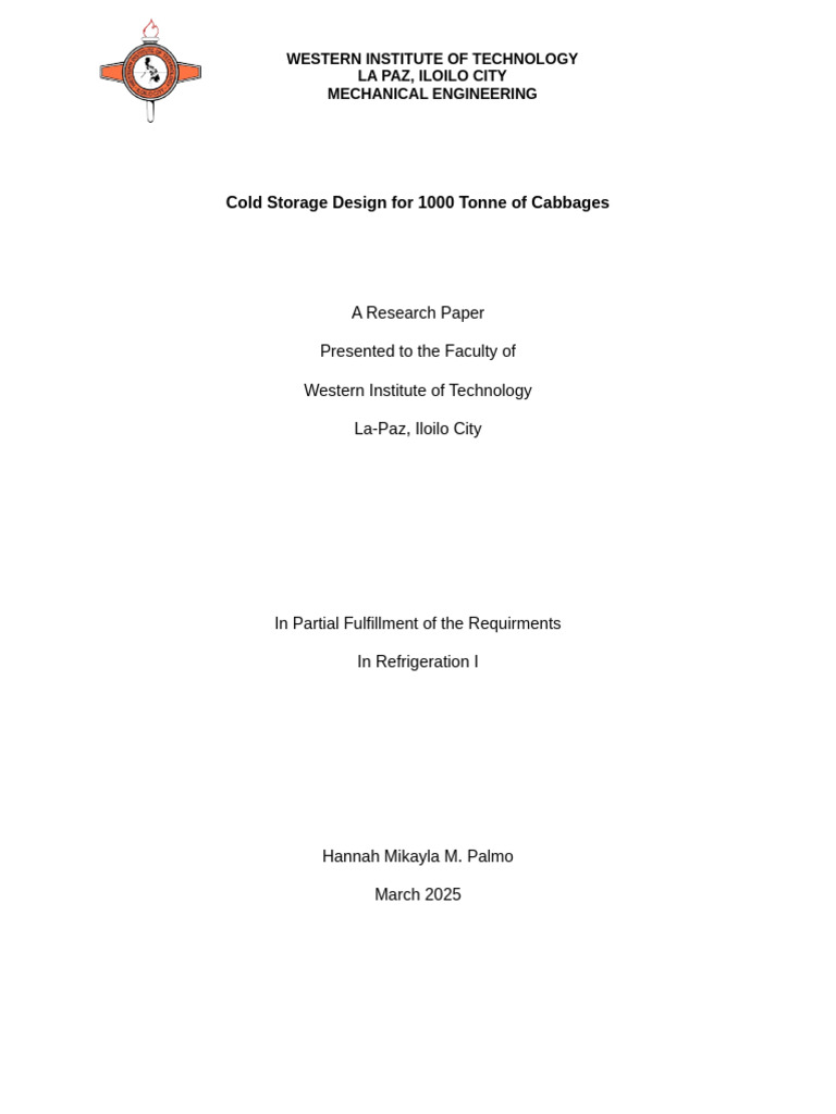Cold Storage Design For | PDF | Refrigeration | Vegetables