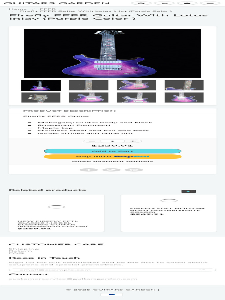 Firefly FFPR Guitar With Lotus Inlay (Purple Color) - GUITARS GARDEN | PDF