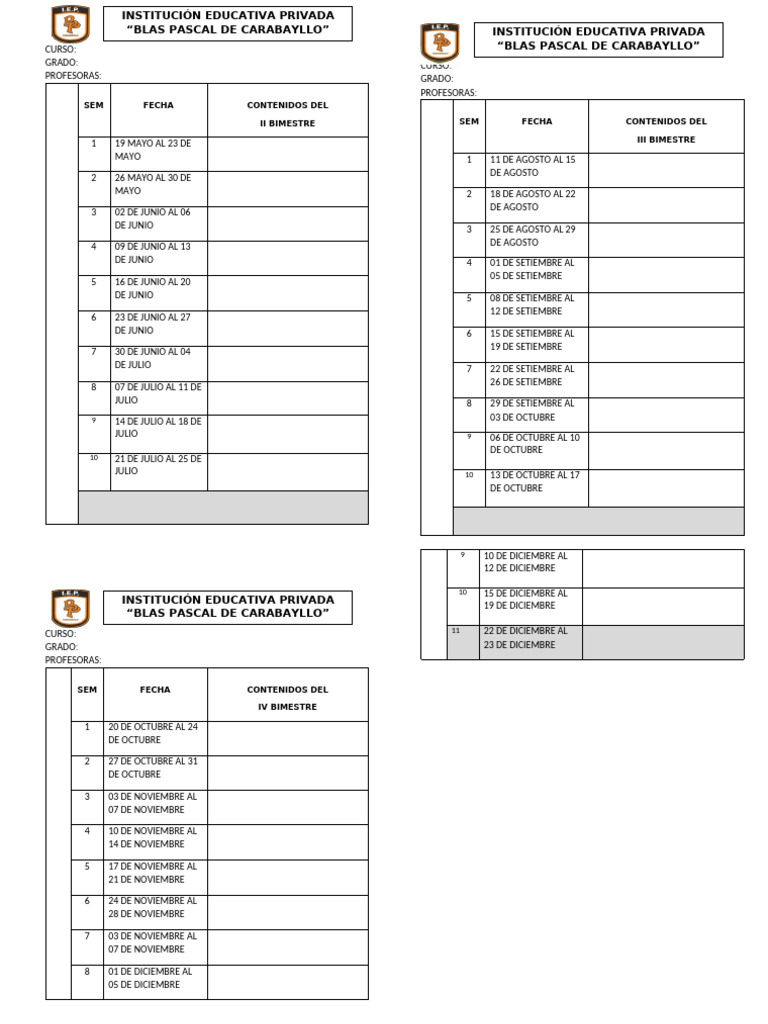 Temario Todos Los Bimestres | PDF