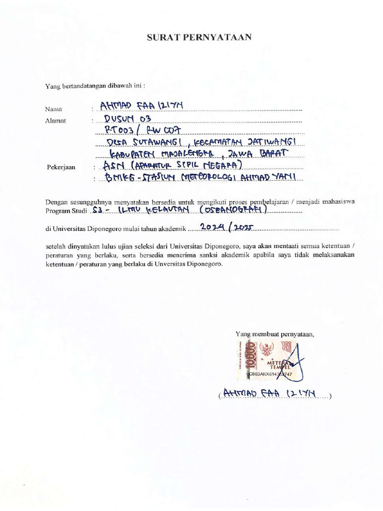 Scan Surat Pernyataan | PDF