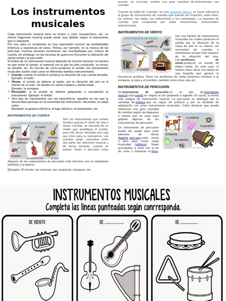 Clasificación de Instrumentos Musicales | PDF | Instrumentos musicales ...