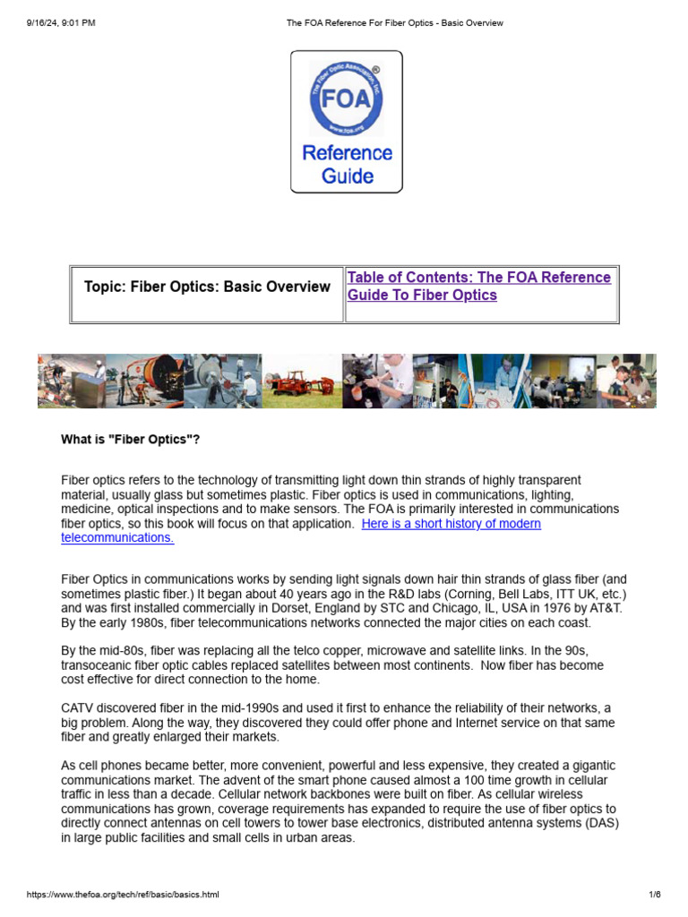 The FOA Reference For Fiber Optics - Basic Overview 1 | PDF | Transmission Medium | Optical Fiber