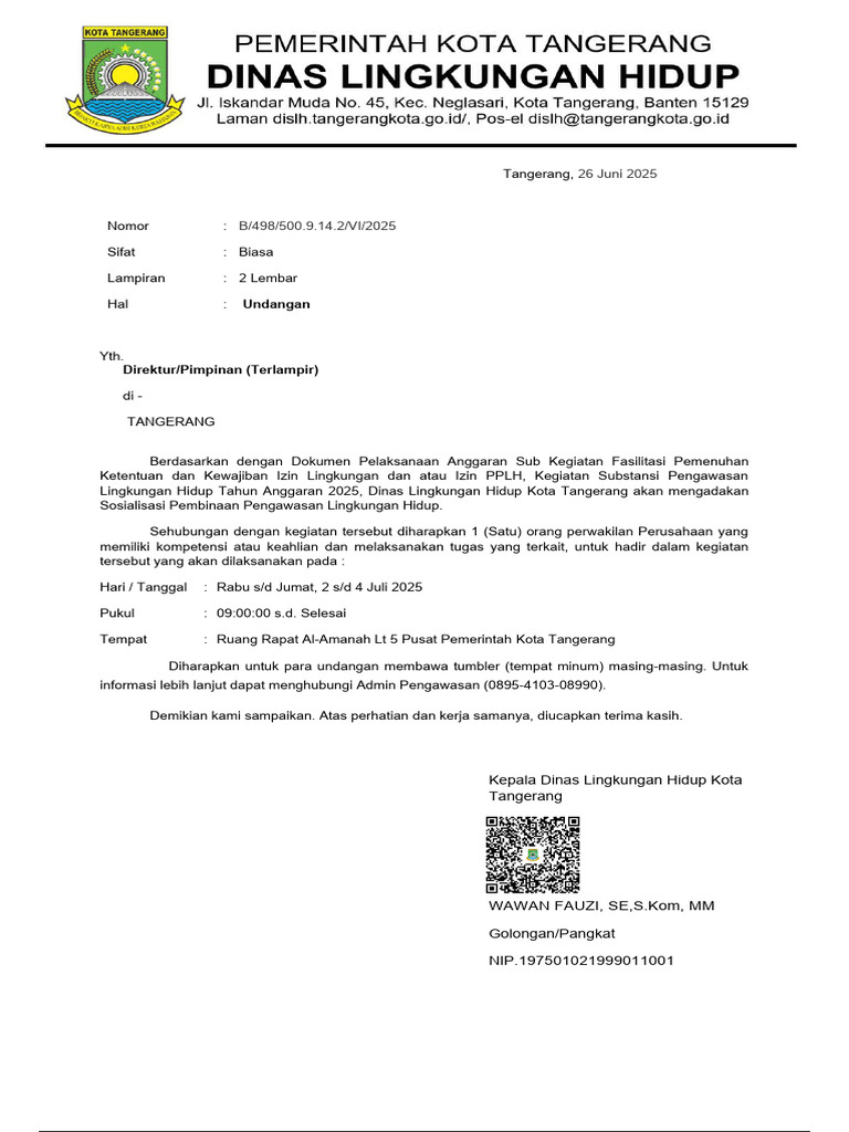 Surat Undangan Sosialisasi 2, 3, Dan 4 Juli 2025 | PDF