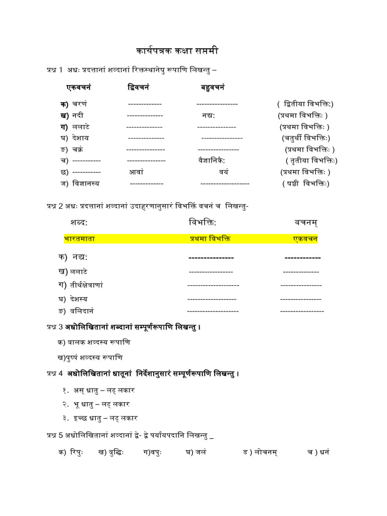 Worksheet 1 Class 7 TH | PDF