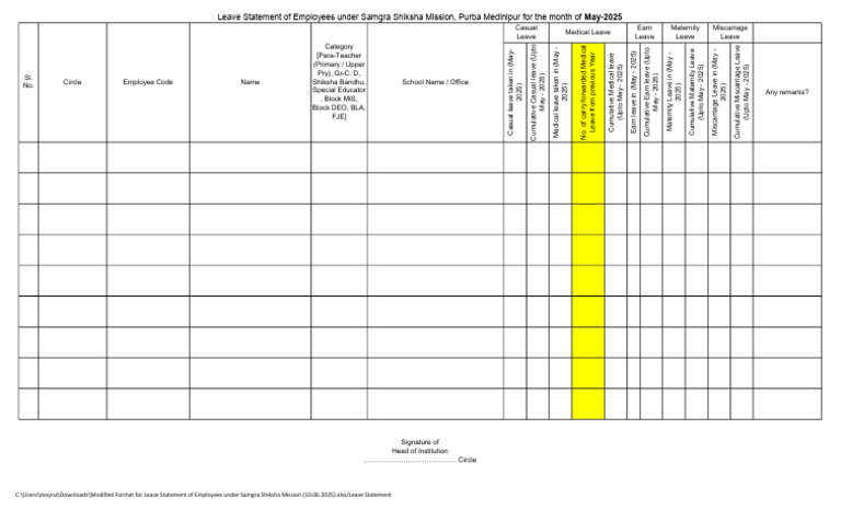 Leave Statement for May 2025 | PDF | Miscarriage | Human Reproduction