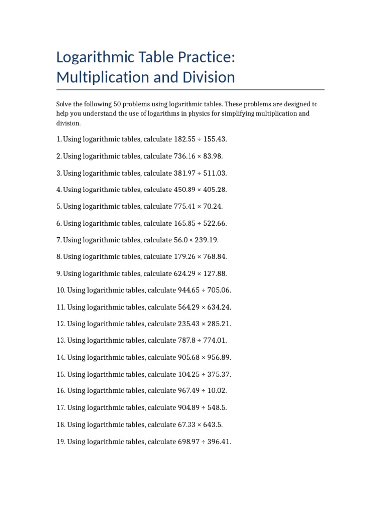 Logarithmic Multiplication Division Practice | PDF | Chess Theory | Chess