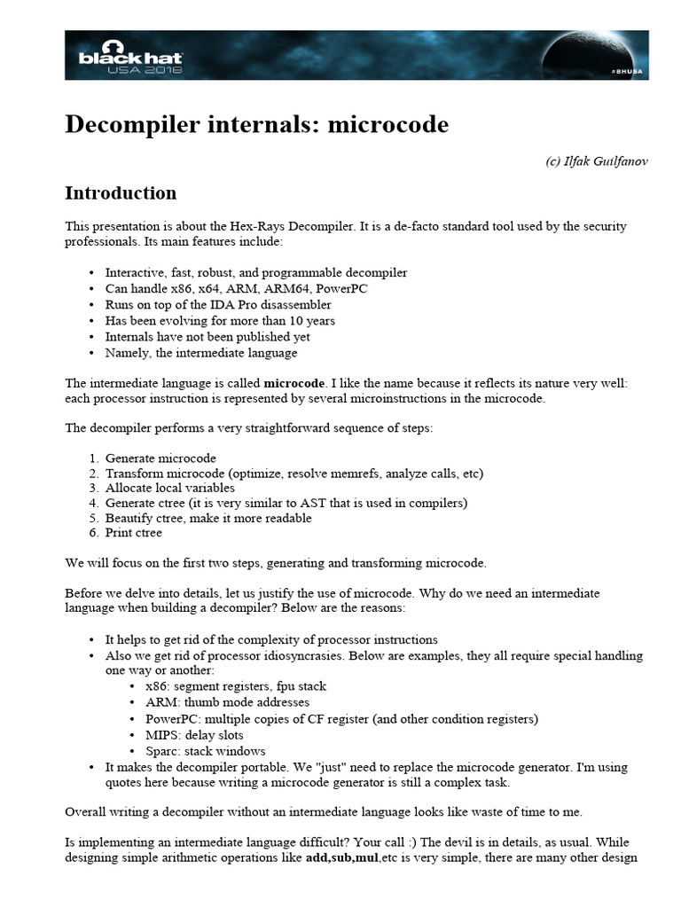Hex-Rays Decompiler Microcode Insights | PDF | Computer Hardware | Computer Architecture