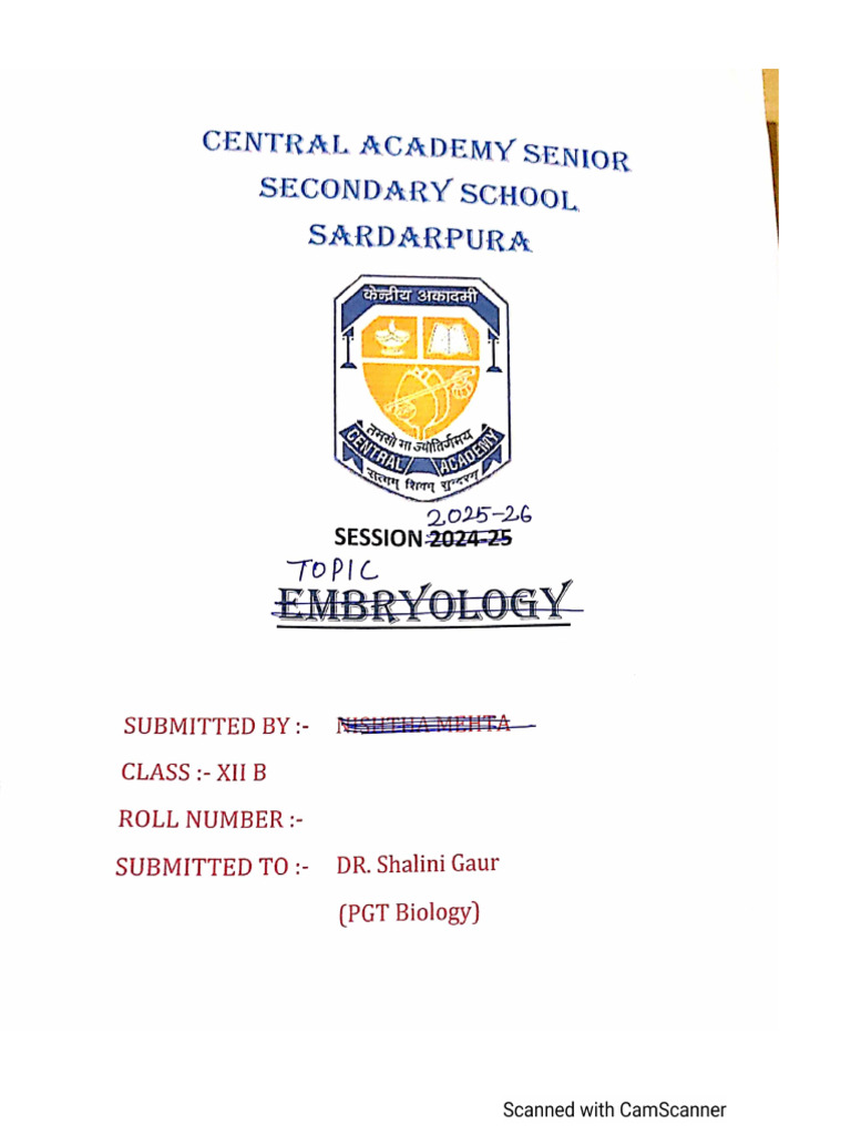 Cover Pages of Biology Project | PDF