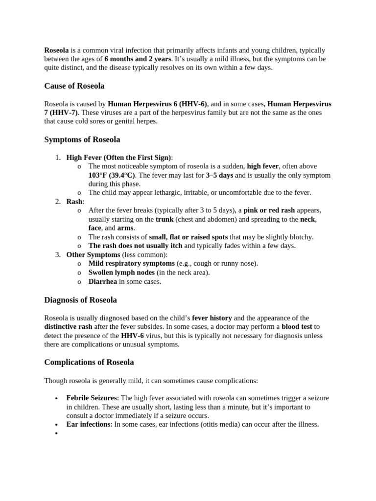 Roseola Is A Common Viral Infection That Primarily Affects Infants and ...