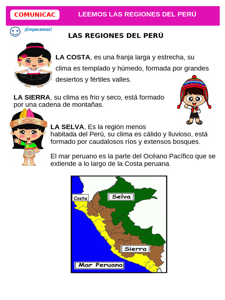 d3 A1 Ficha Com. Leemos Las Regiones Del Perú | PDF