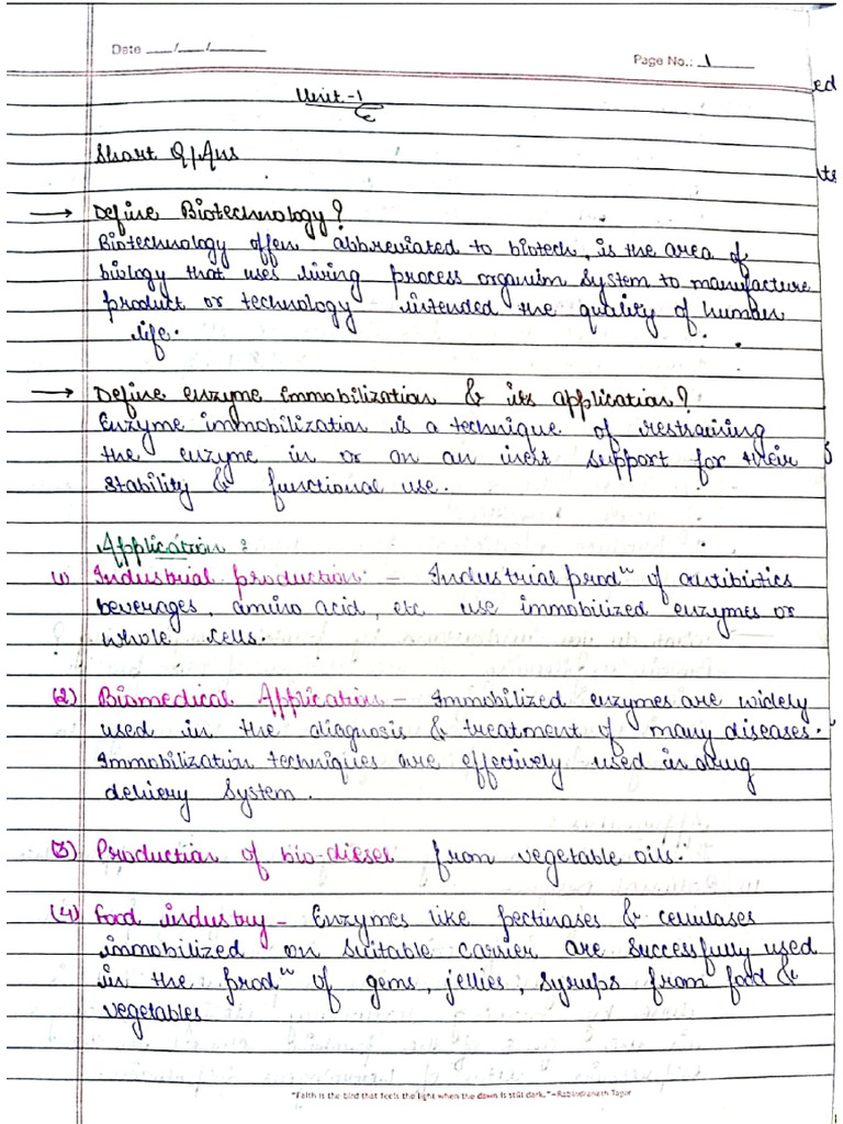 Biotechnology Unit 1 | PDF