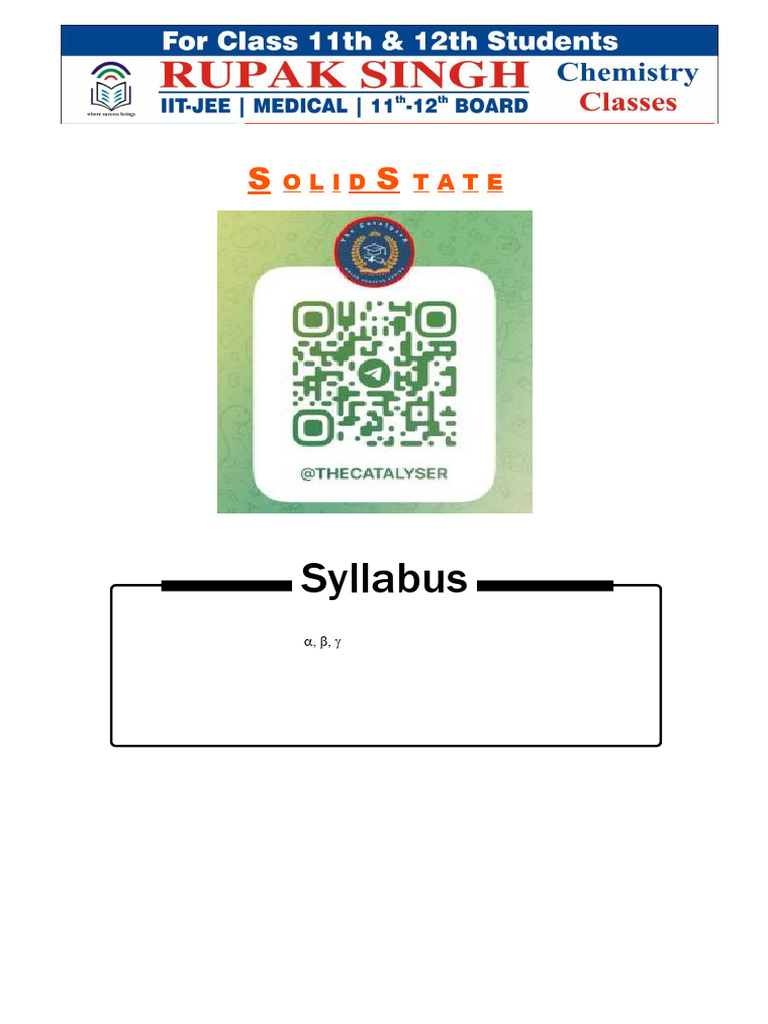 IIT JEE Solid State (2) | PDF | Crystal Structure | Ion