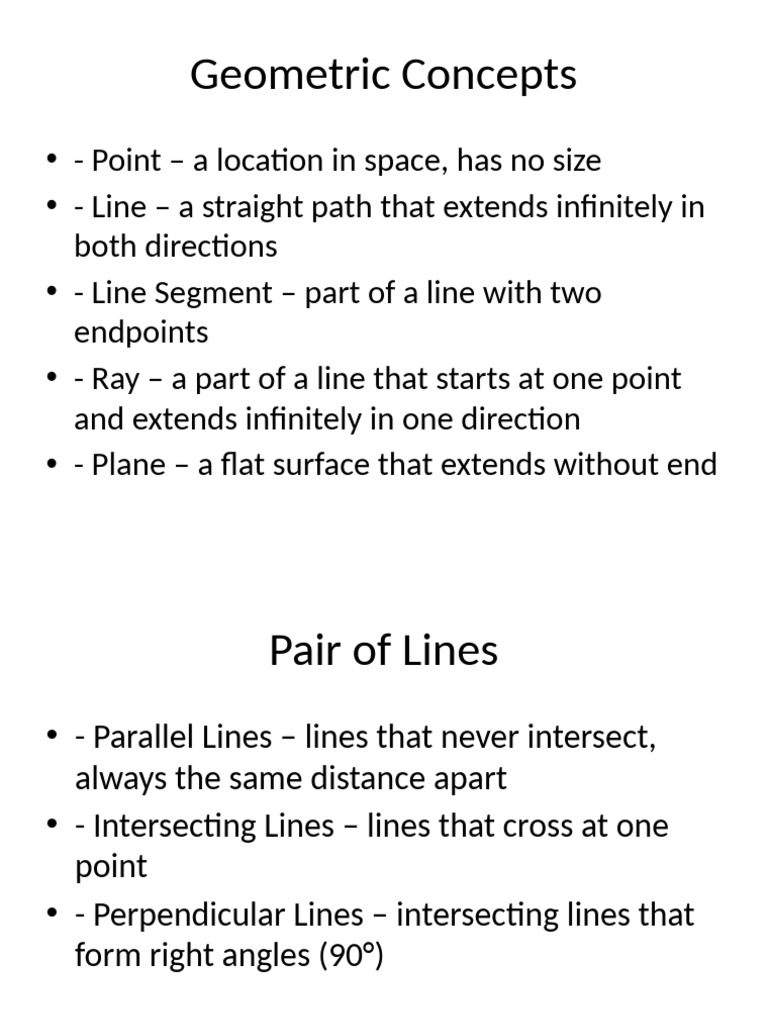 Basic Geometry Concepts Presentation | PDF