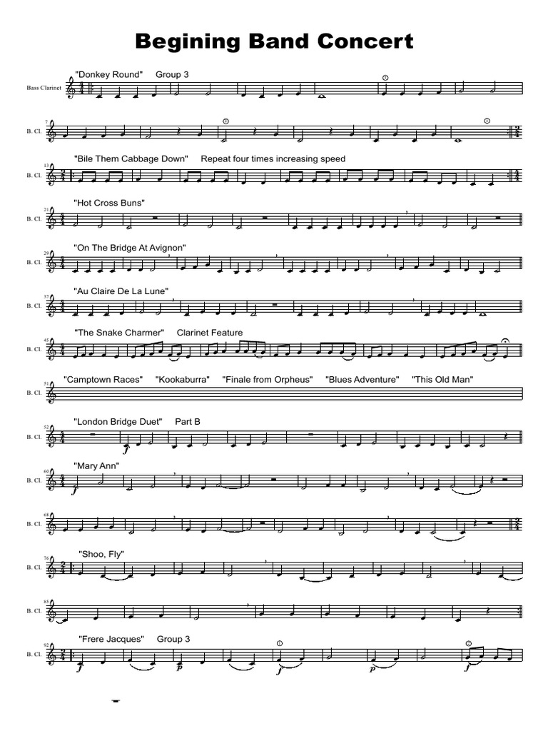 Begining Band Concert Clar | PDF