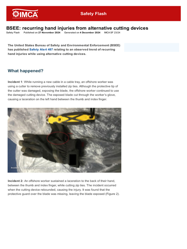 Hand Injury Risks with Cutting Devices | PDF | Safety